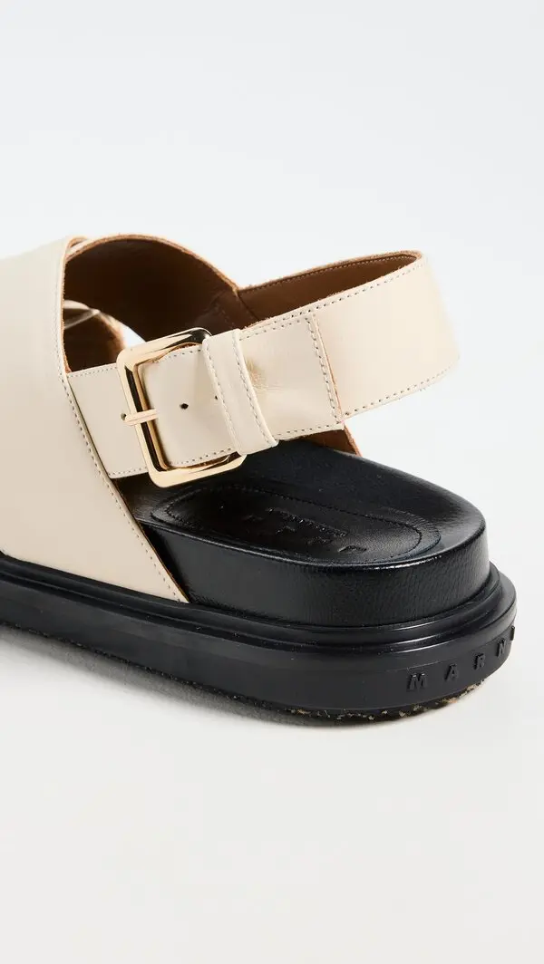 Marni Fb Crisscross Leather Sport Sandals - Silk White